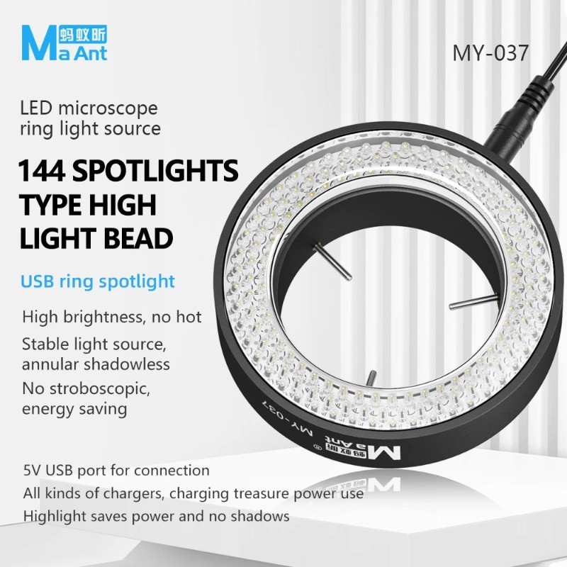 MaAnt MY-037 144 Spotlighting Beads LED Microscope Ring Light Source ...