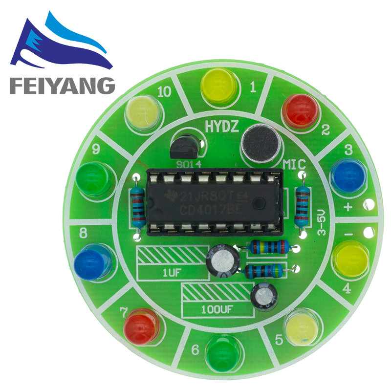 CD4017 colorful voice control rotating LED light kit electronic ...