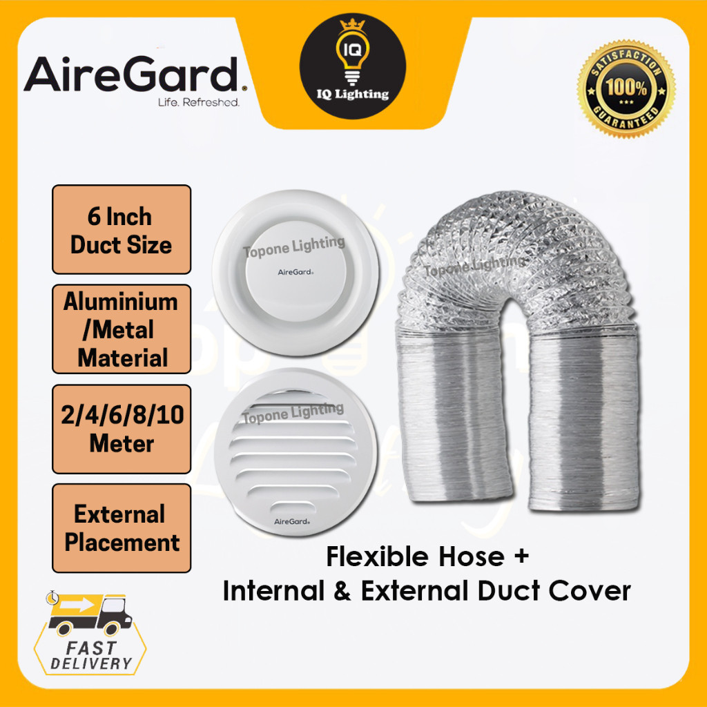 AireGard Accessories - 6" Wall Vent Kit - Flexible Hose + Duct Cover ...