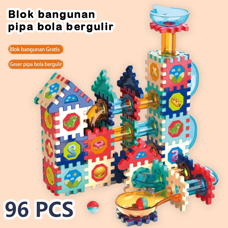 Habibi Rolling Ball Pipe Building Blocks 96 Pcs - Creative ...