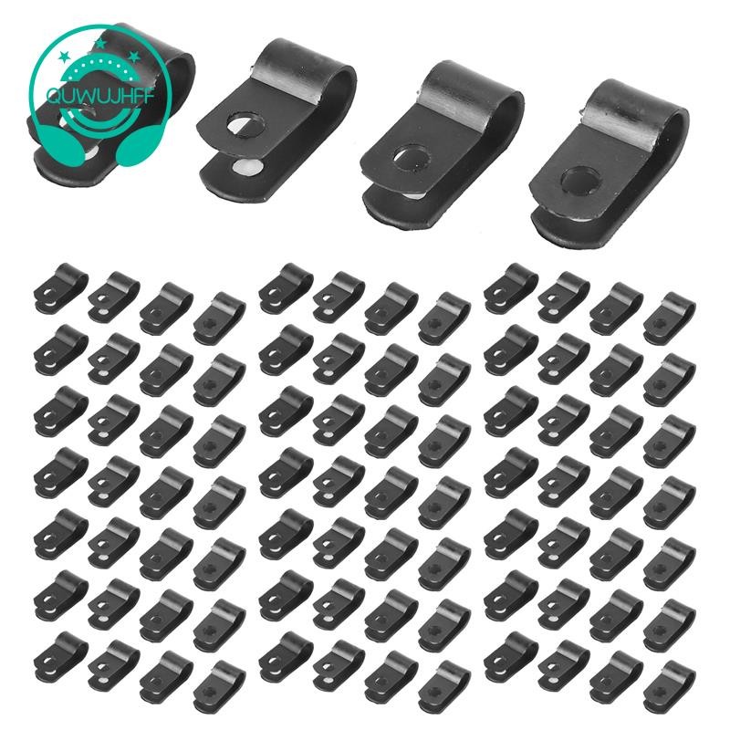 1000 Pcs 1/4 Inch Black Nylon R-Type Cable Clips for Mounting Indoor ...