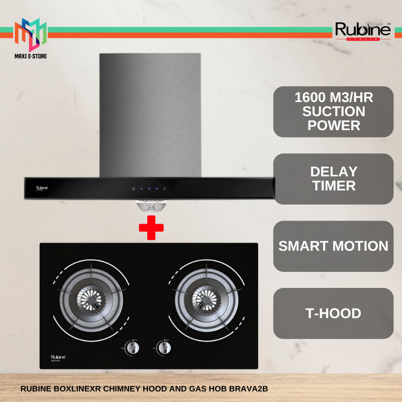 Rubine Designer Chimney Cooker Hood 1600m3h RCH-BOXLINEXR-90SS + Rubine ...