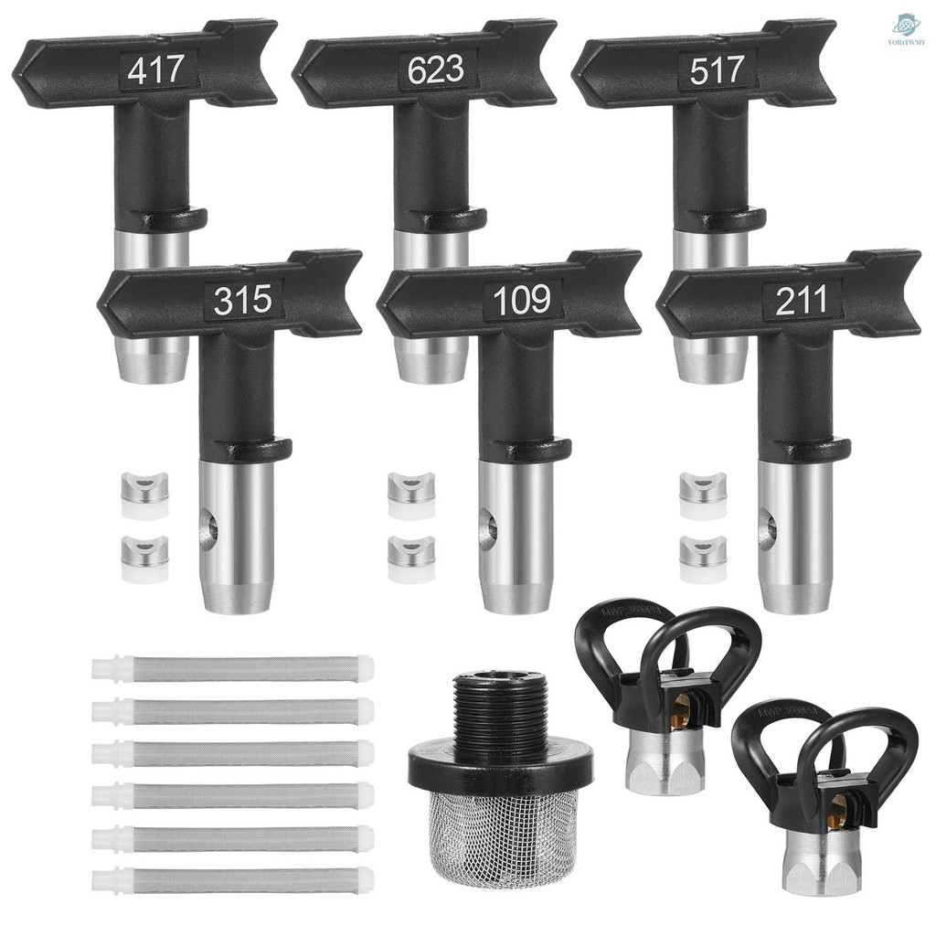 15 Pieces Airless Paint Sprayer Tips Set Includes 6 Reversible Spray ...