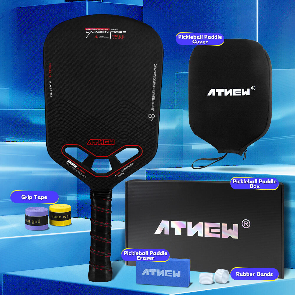 ATNEW Edgeless Pickleball Racket Carbon Fiber 3K Surface,T700 Carbon ...