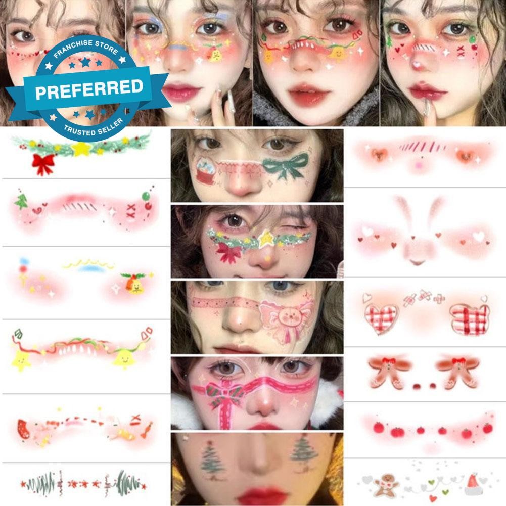 Christmas Cartoon Face Stickers Cartoon Face Stickers Colored Face ...