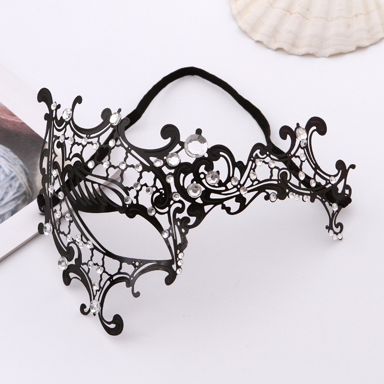 Iron Material Half Face Ladies Noble Metal Diamond Masquerade cos ...