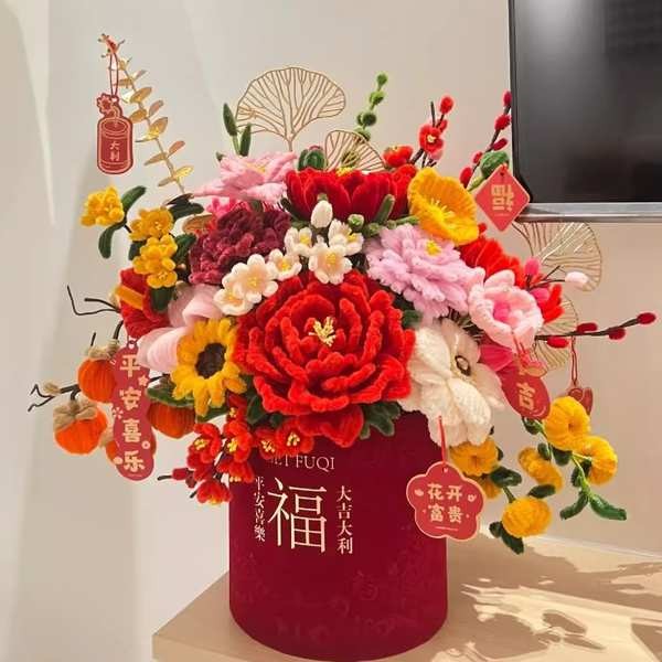 crochet flower bouquet flower crochet bunga crochet bouquet Twist Stick ...