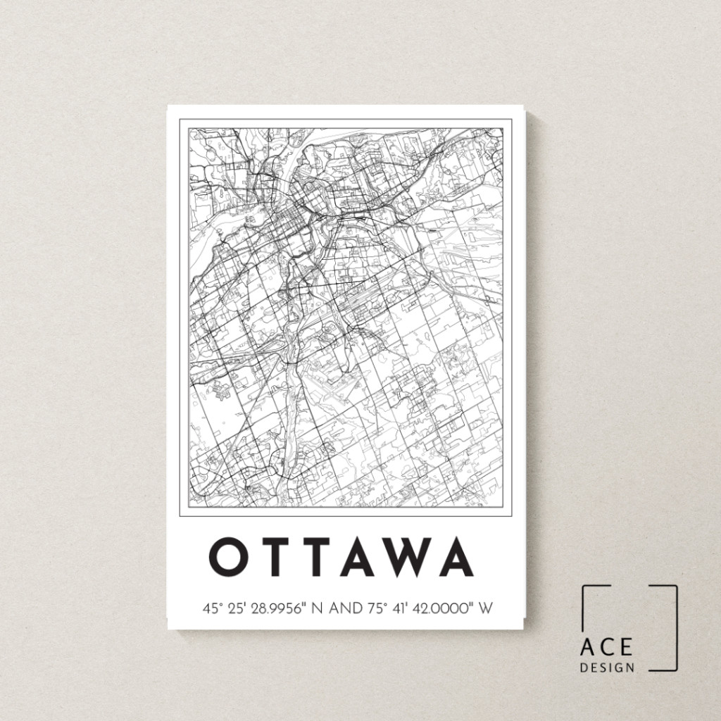 HIASAN DINDING Canada Kanada Ottawa Country City Map Wall Decoration ...