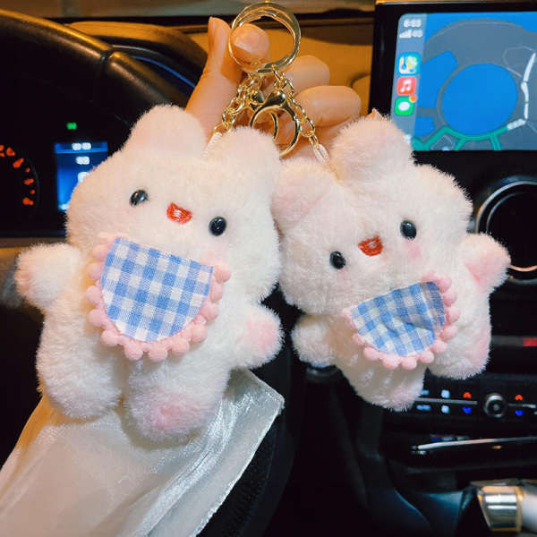 keychain cute keychain Apron merah, arnab, perhiasan mewah, poket mewah ...