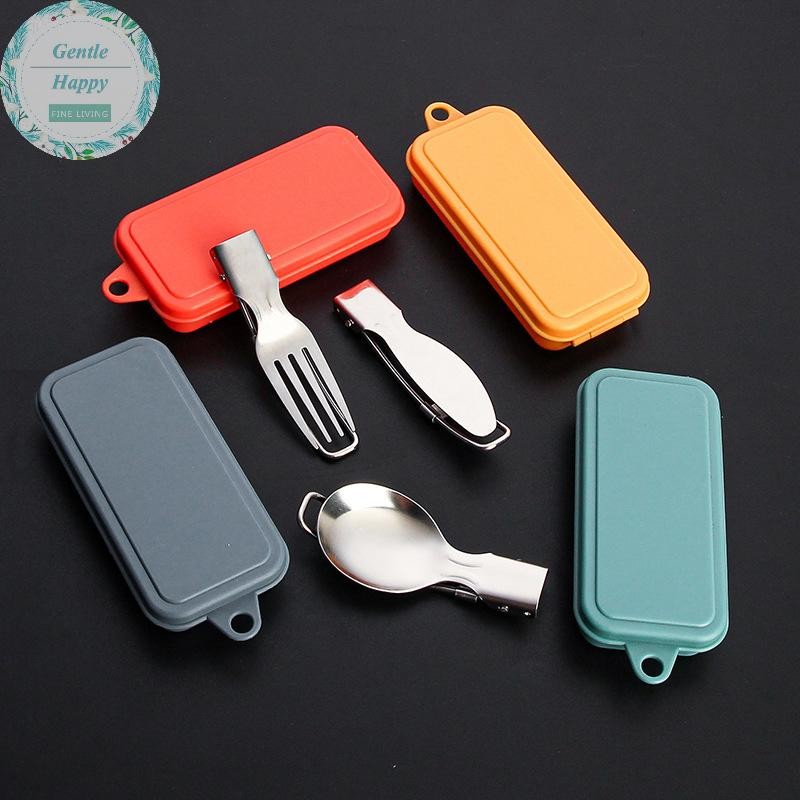 GentleHappy Foldable Camping Spoon Fork Flatware Camping Utensil Set ...