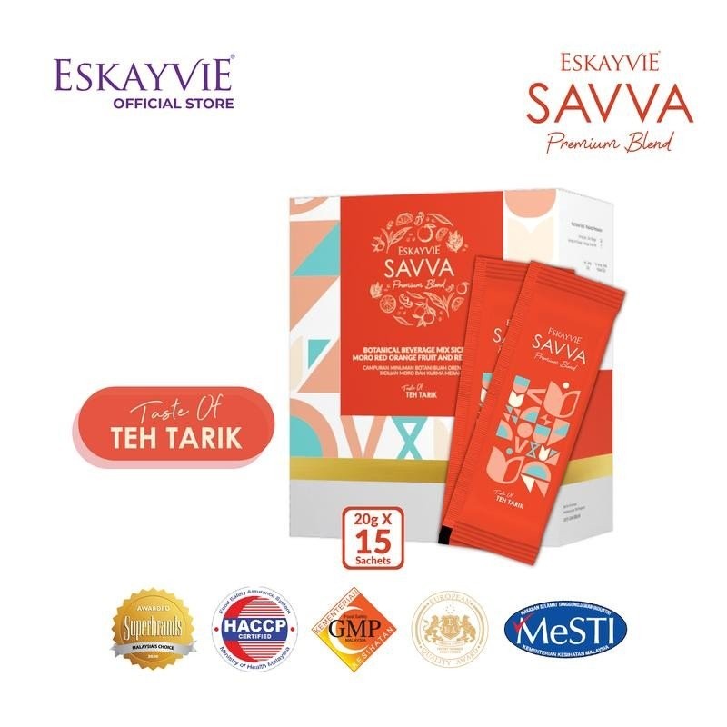 Eskayvie Savva Teh Tarik (20g x 15 sachet) Tea Minuman Botani Dengan Morosil dan Kurma Merah ...
