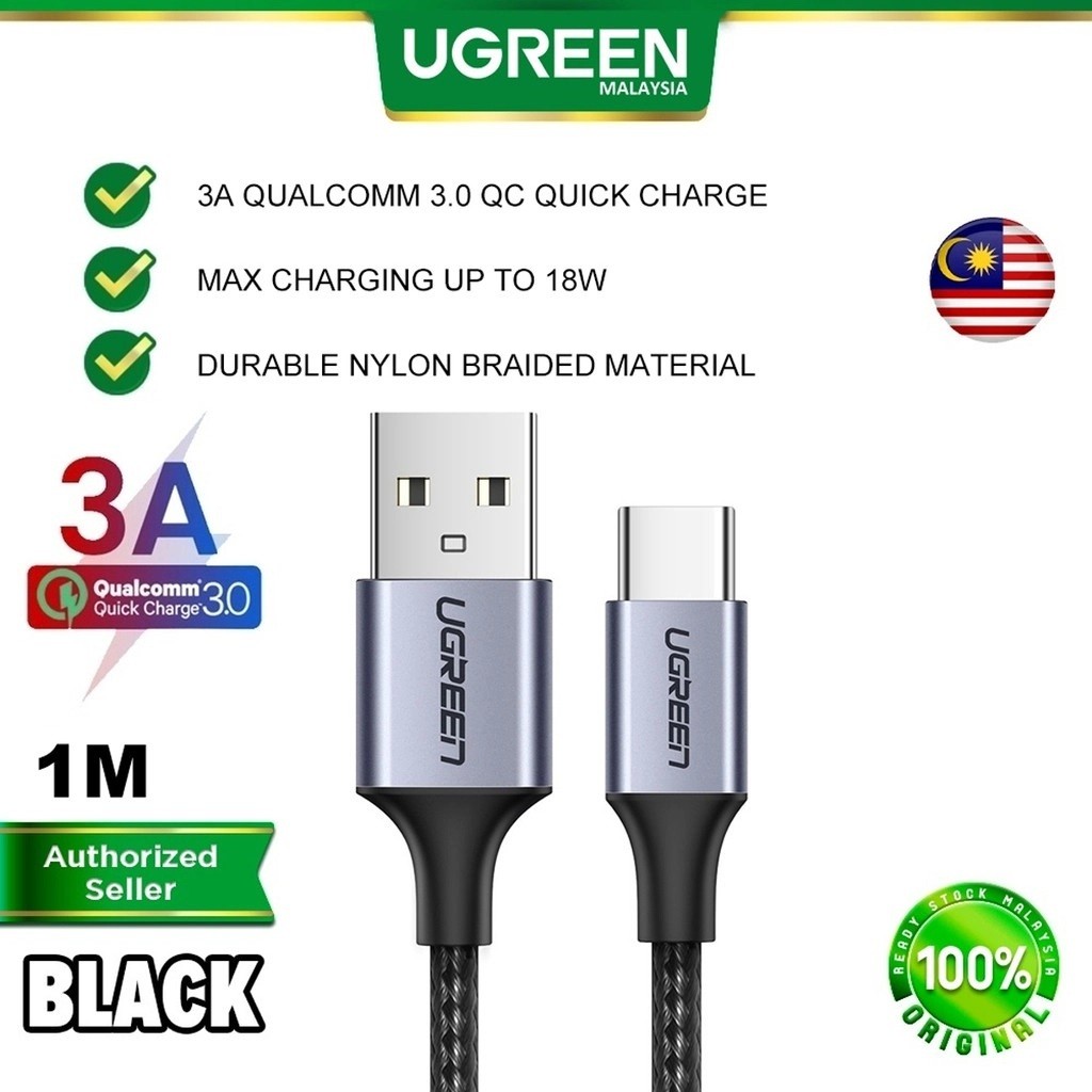 Wishlist UGREEN USB A To USB Type C Cable 3A Qualcomm 3.0 QC Quick Fast Charging 480Mbps Nylon ...