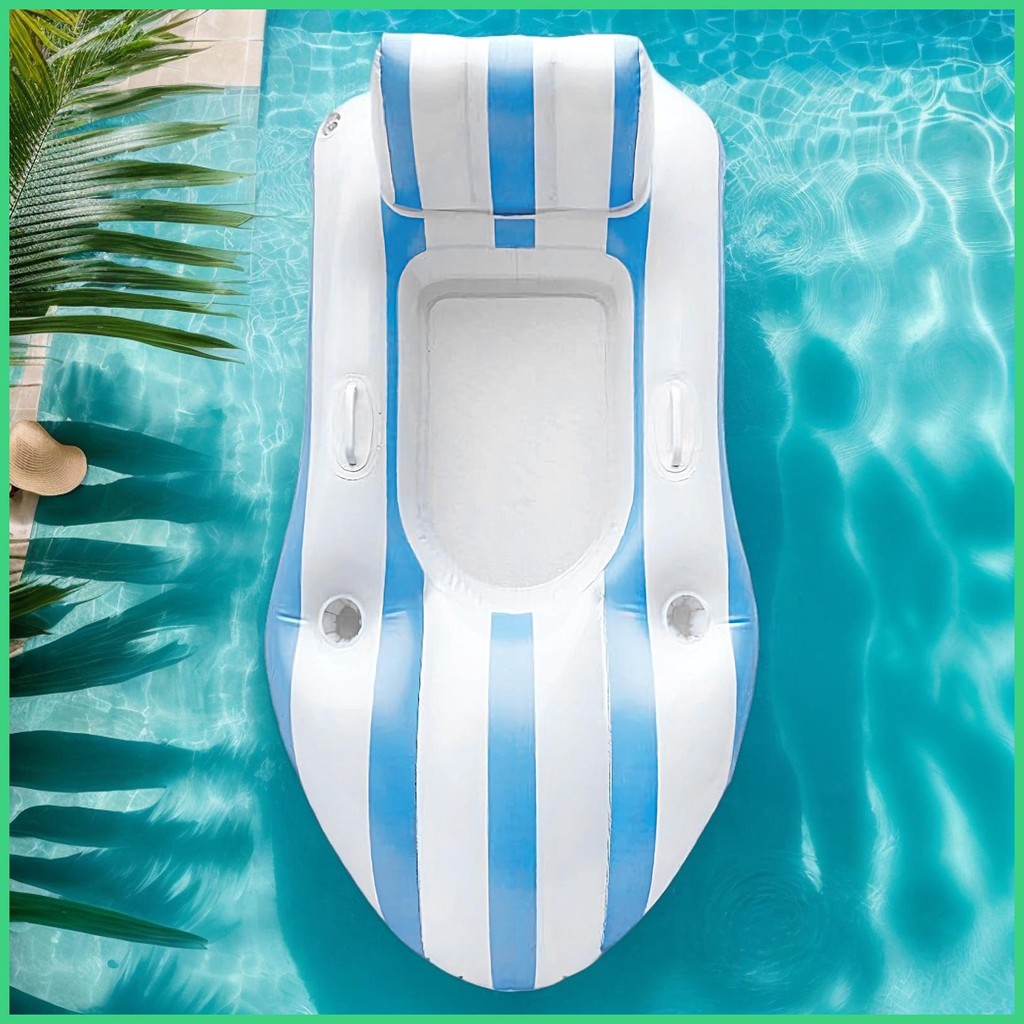 Pool Floats Adult Inflatable Float Lounger Bed Soft Pool Raft with Cup ...