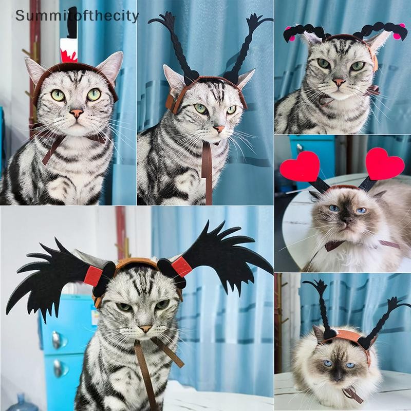SUM Pet Cosplay Costume Halloween Funny Devil Horns Pet Cat Dog ...