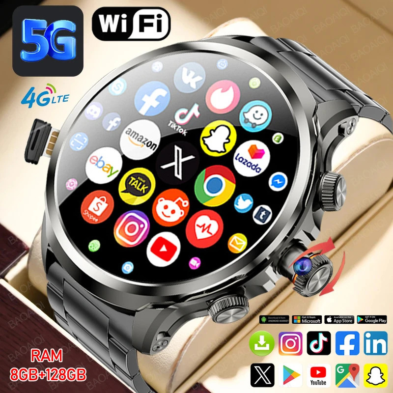 5G/4G Smart Watch 1.95 inch 680*680 AMOLED Screen 8GB+128GB RAM 900W ...