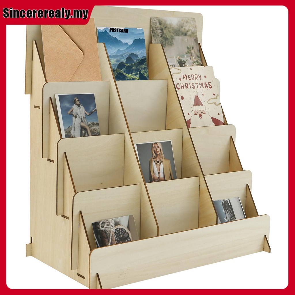 Wooden Sticker Display Rack 4 Tier Greeting Card Display Stand for ...