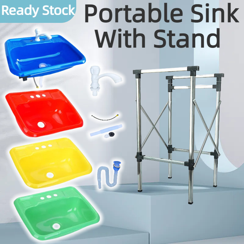Portable Sink with Stand Plastic Basin with Foldable Stand Sinki Basin ...