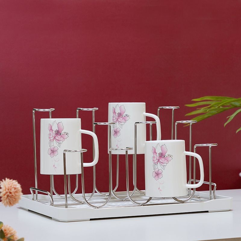 Cup Storage Rack Stainless Steel Cup Holder Tray Upside Down Rack ...