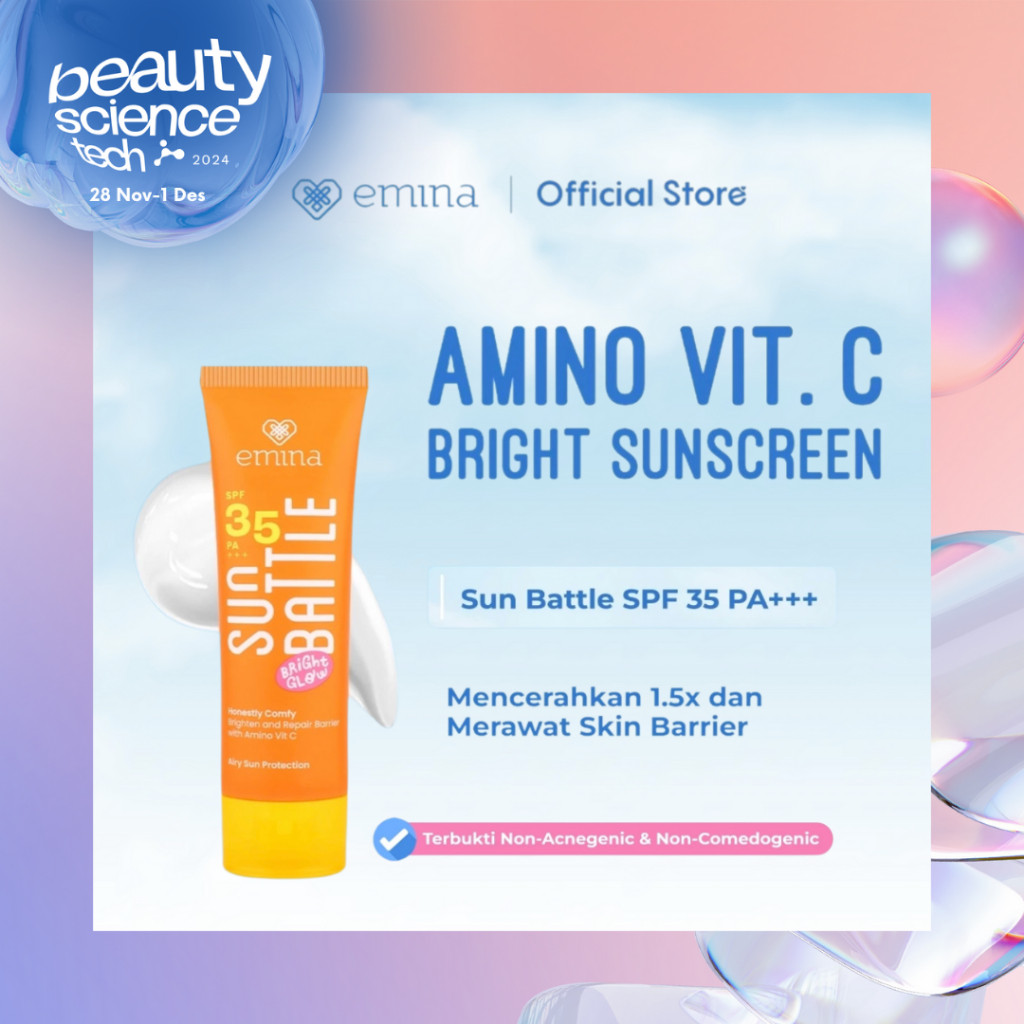 Emina Sun Battle Bright Glow SPF 35 PA+++ - Sunscreen Serum Amino ...