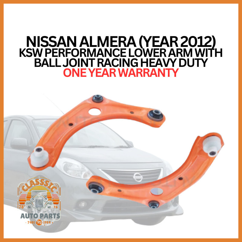 NISSAN ALMERA YEAR 2012 KSW PERFORMANCE LOWER ARM WITH BALL JOINT RACING HEAVY DUTY 1 YEAR ...