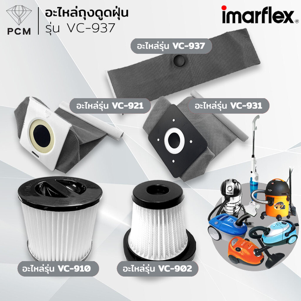IMARFLEX (PCM) Spare Parts For Dust Filter Bags Cones Filters Models VC-921 VC-909 VC-902 VC-910 ...