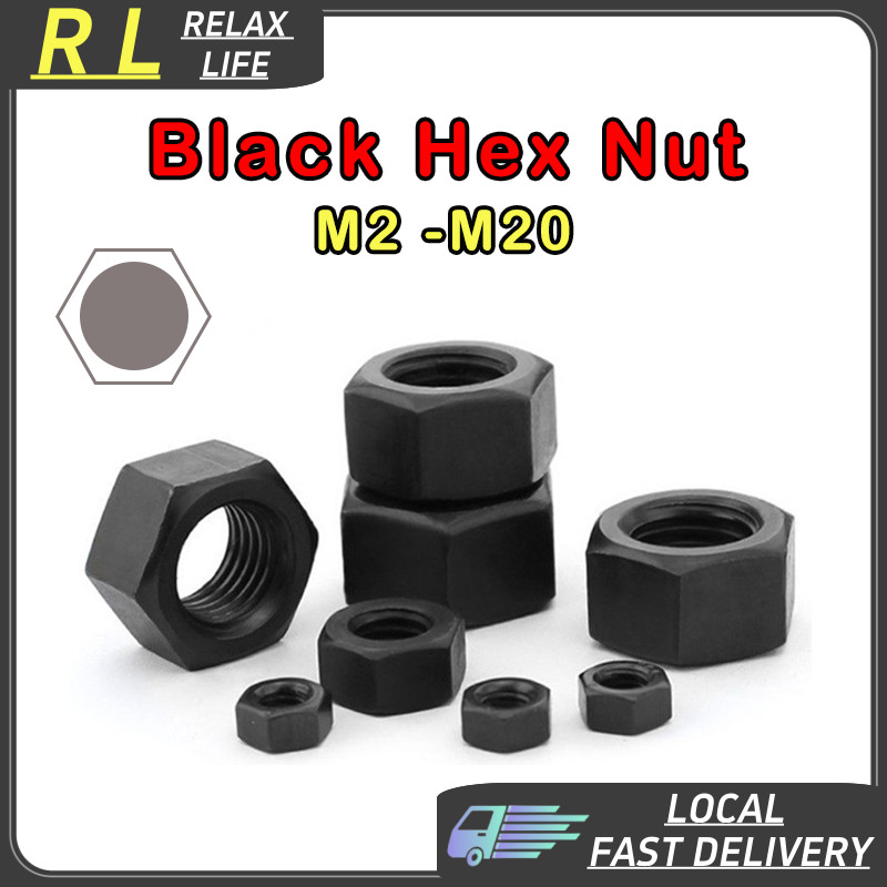 [RL] M2-M20 Black Hex Nut Grade 8.8/12.9 Nuts Carbon Steel For Screw ...