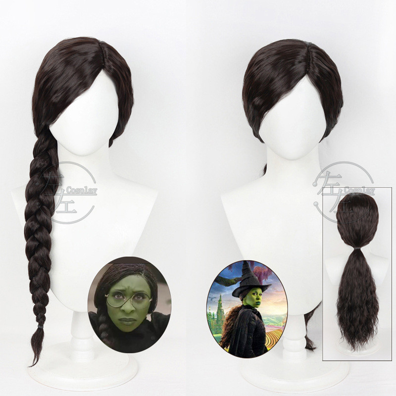 Elphaba Cosplay Wig Wicked Long Black Braid Heat Resistant Synthetic ...