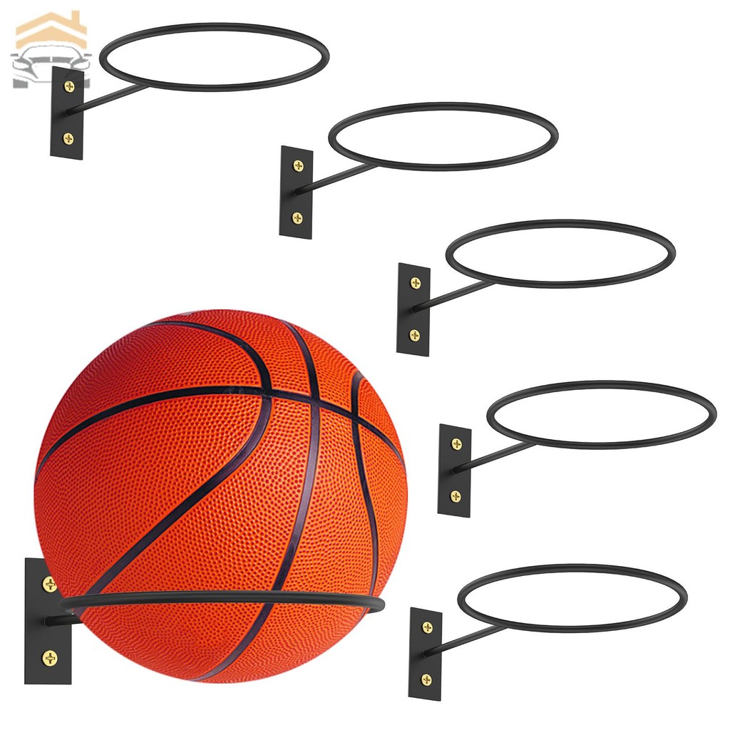 6Pcs Ball Storage Rack Wall Mounted Football Stand Heavy-Duty Iron Wall ...