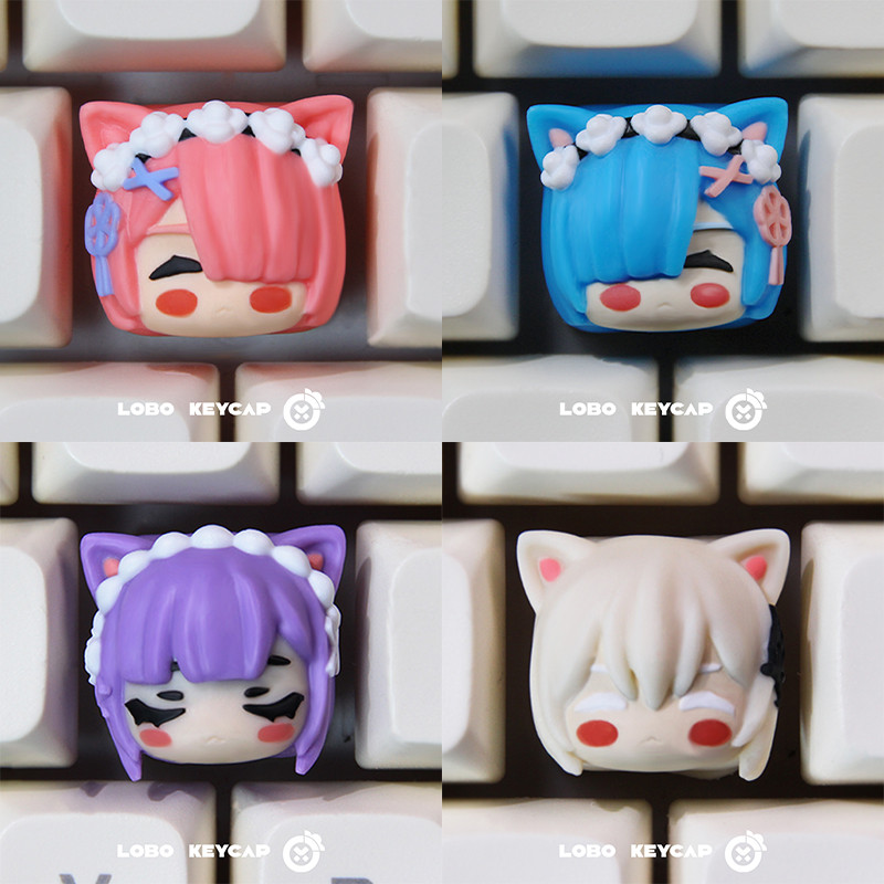 Rem Ram Keycap 3D Creative Cute Cartoon MX Switch Mechanical Keyboard ...