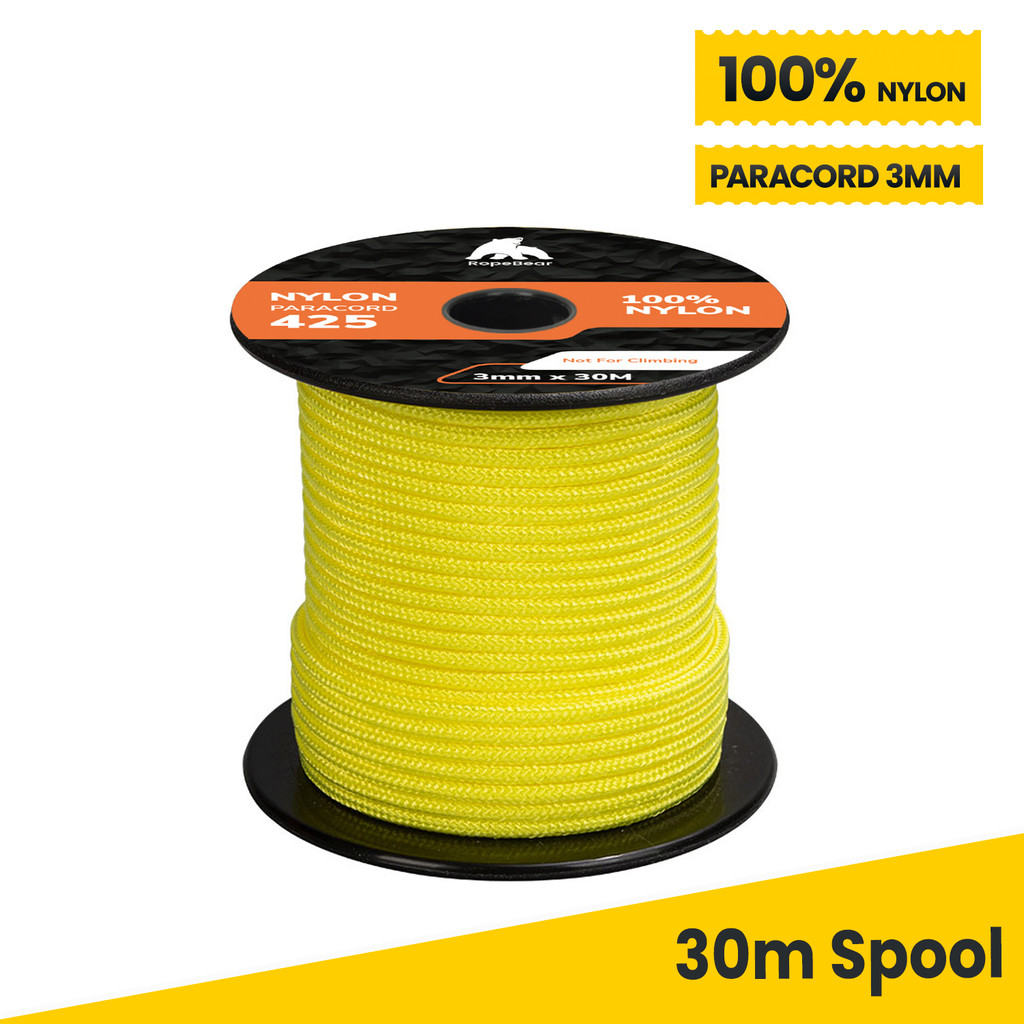 【100% Nylon Rope】30 Meters Paracord 3mm 3 Strands Cores Tent Rope ...