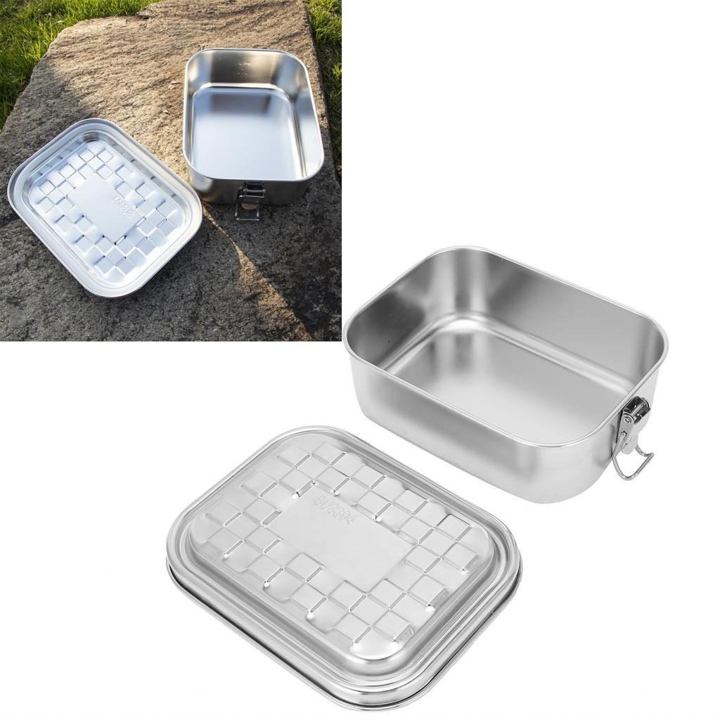 Sakurabc Stainless Steel Lunch Box Single Layer Picnic BBQ Insulated ...