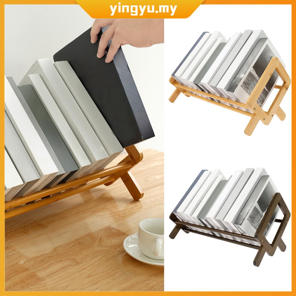 Wooden Tabletop Bookshelf Titled Desktop Bookshelf Space Saving Wood ...