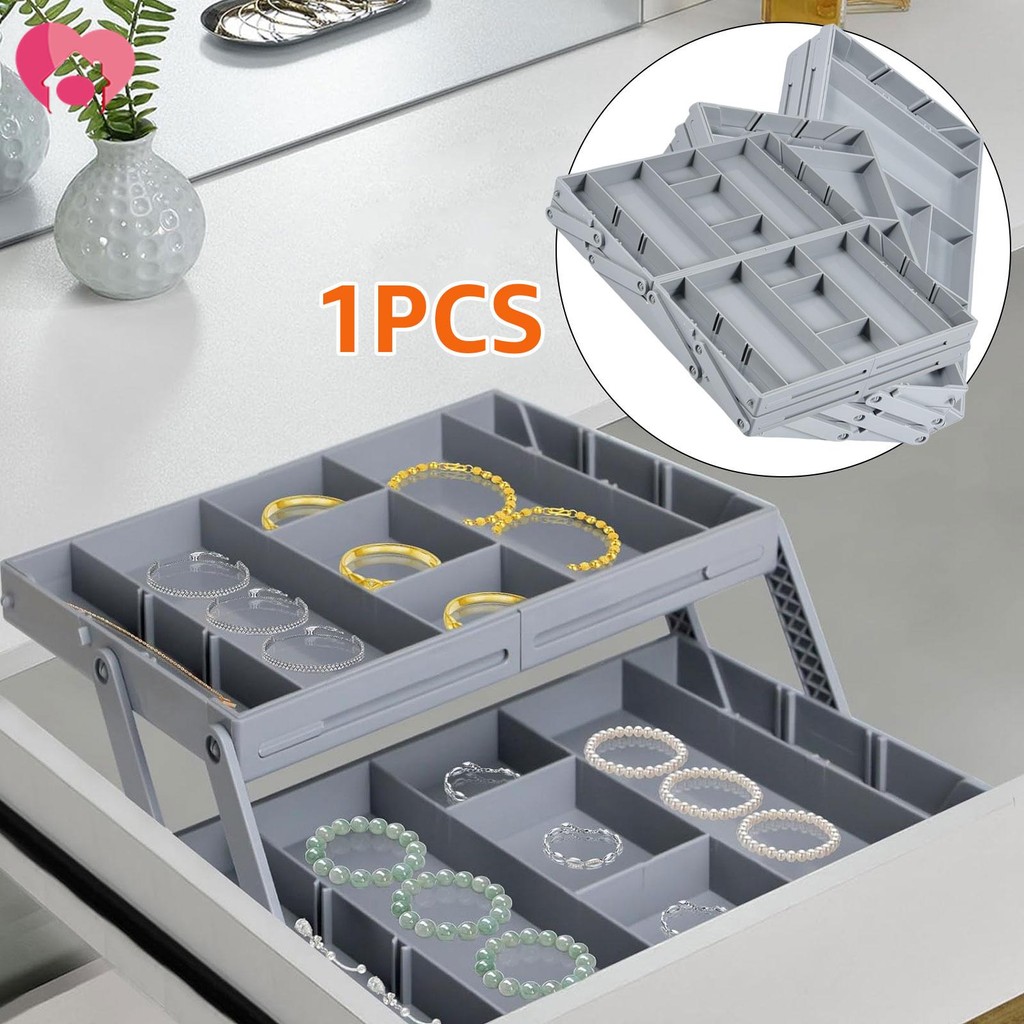 2/3 Tier Collapsible Drawer Organizer Multi Level Drawer Organizer with ...