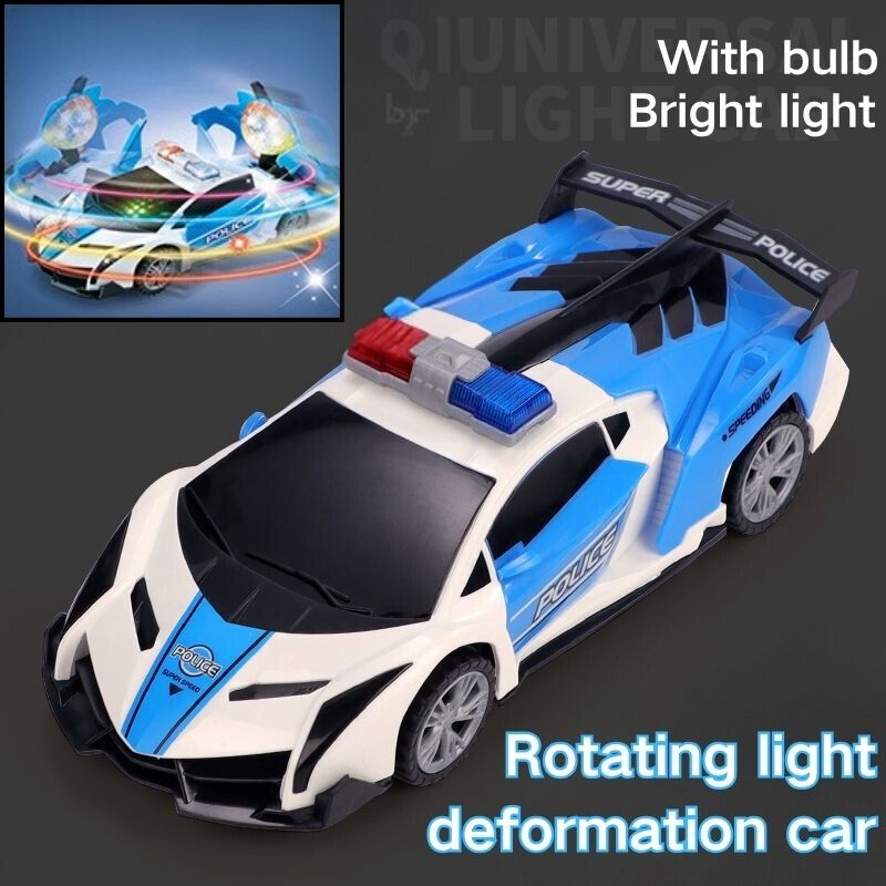 Toy Blue Police Car Model LED Light Music Colour Rotating Auto Moving ...