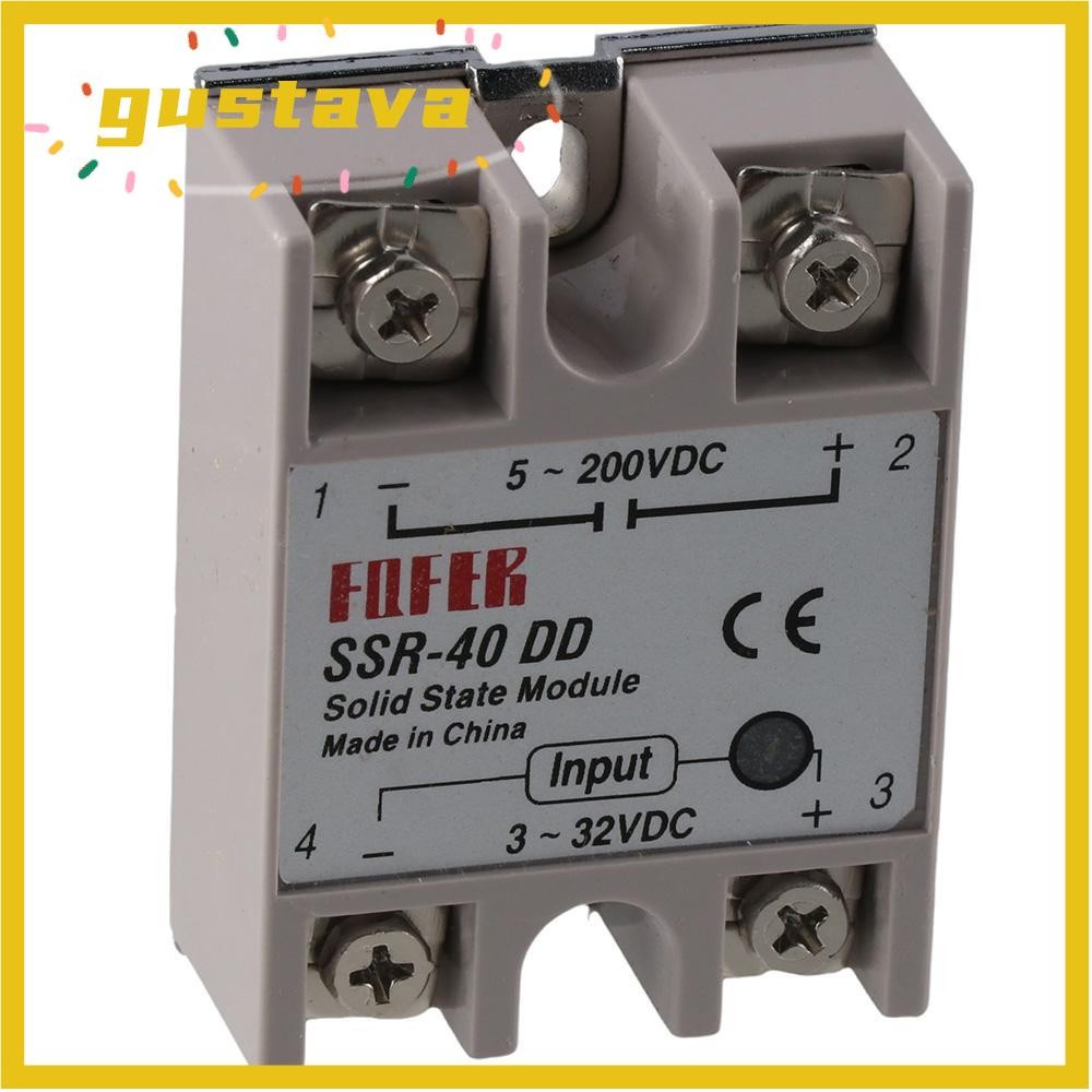GUSTAVA Single-Phase, 40A Output 5-60V DC Solid State Relay, Input 3-32V DC SSR-40DD Heat Sink ...