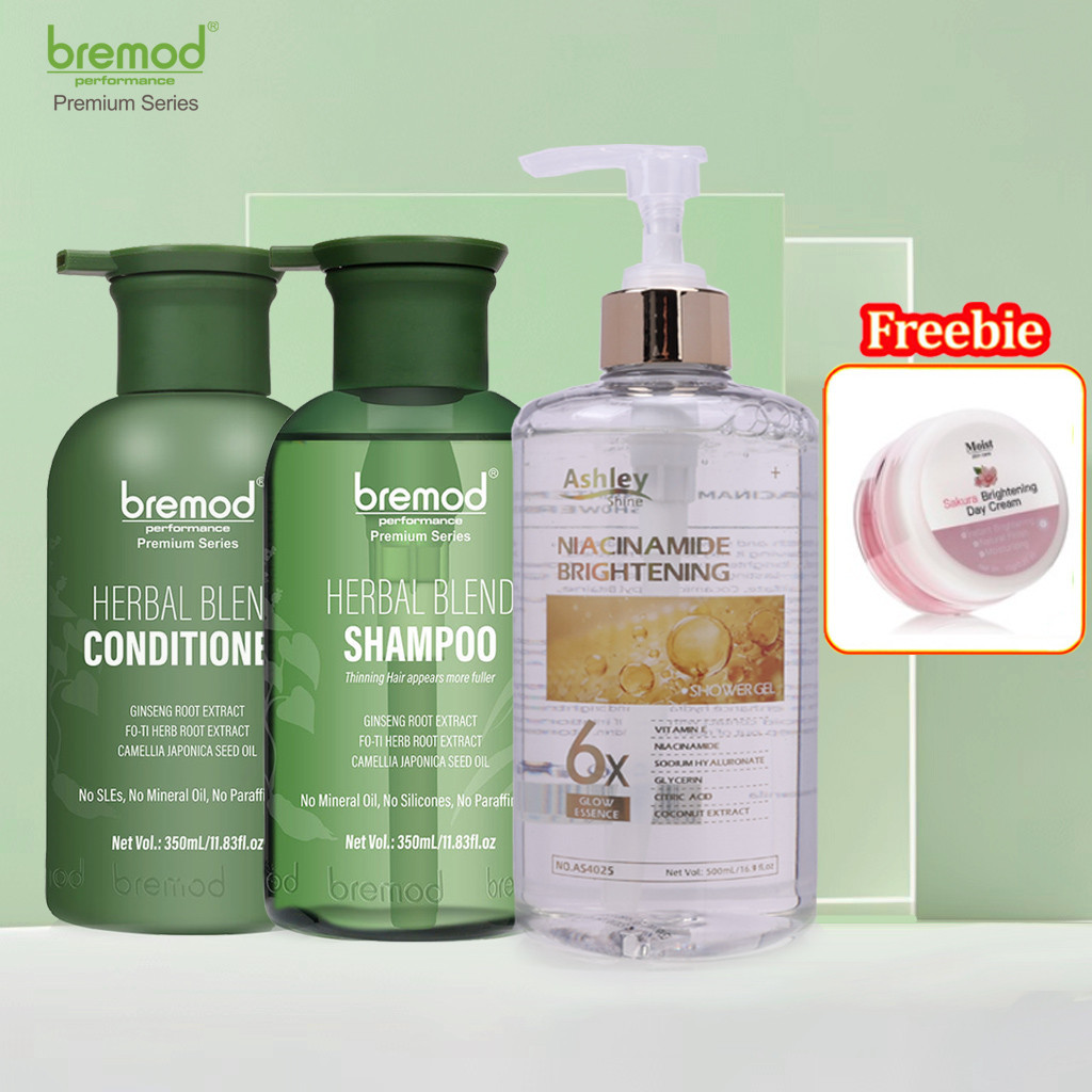 Bremod Herbal Shampoo and Conditioner with Ashley Shine Niacinamide ...