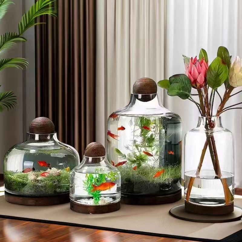 Kaca botol ekologi landskap mikro akuarium kreatif lanskap ikan dan ...