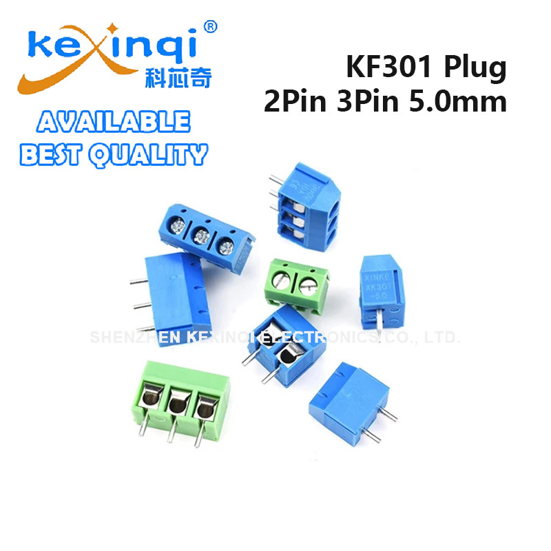 (10pcs) KF301 Plug 2P 3P Pin 5.0mm Blue and Green Screw Terminal Block Connector | Shopee Malaysia