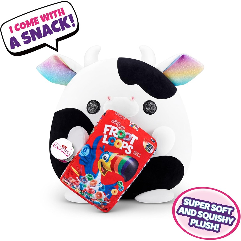 ZURU Snackles Froot Loops Cow Plush Toy Ultra Soft Stuffed Animal Cute ...