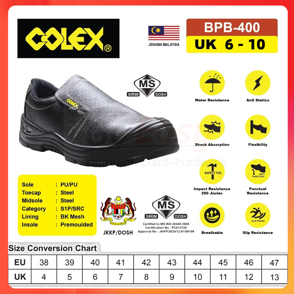 COLEX BPB-400 Steel Toe Cap Mid Sole Low Cut Safe Boots l Safety Shoes ...