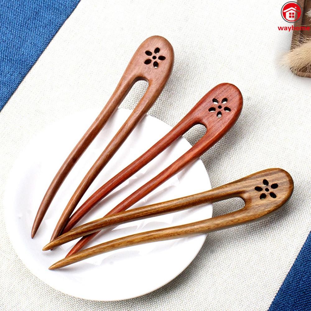 Chinese Hairpins Double Forks Classy Rosewood Headdress with U-shape ...