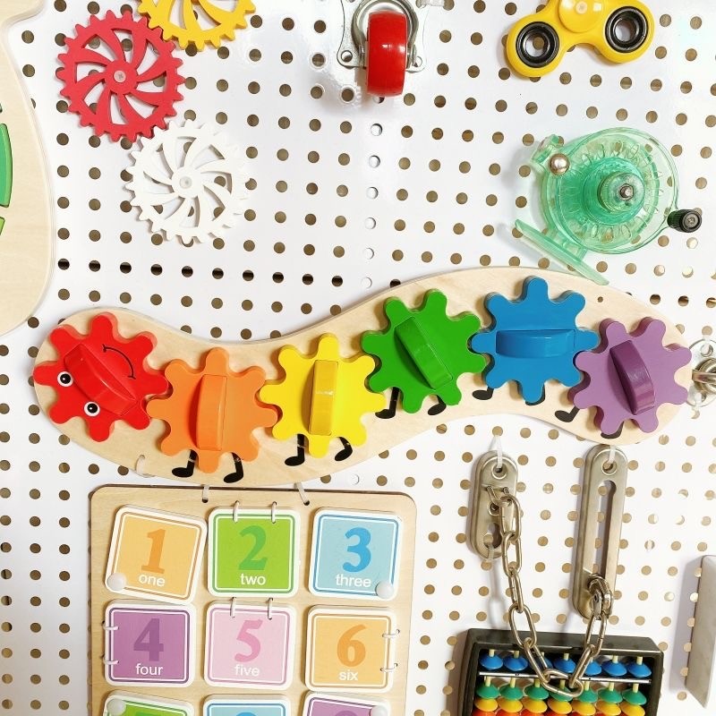 Montessori Pegboard Busy Board DIY Children Parts Wood Toys Training ...