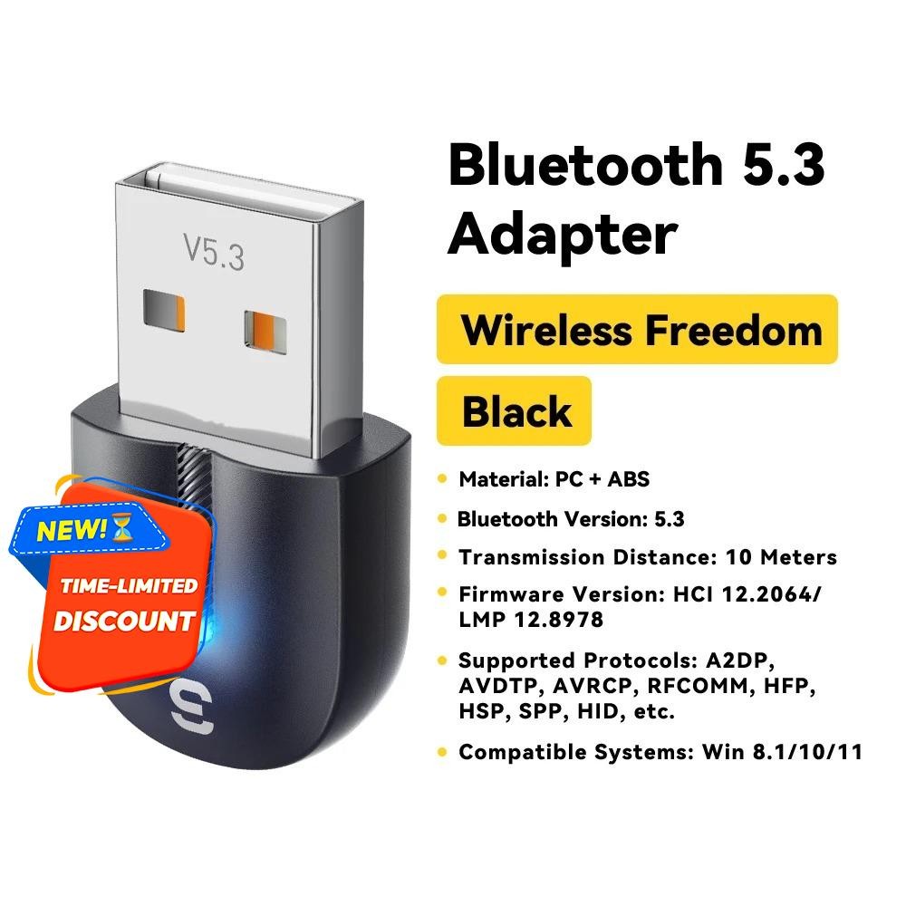 Essager USB Bluetooth Adapter Dongle Bluetooth 5.3 for PC Laptop ...