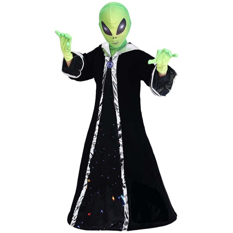 Kids Alien Cosplay Costume Halloween Alien Hooded Cloak Robe Costumes ...