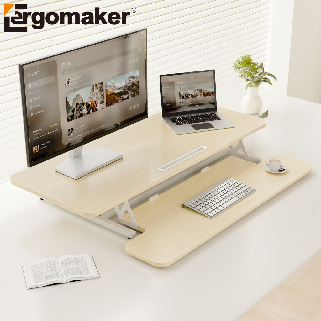 ERGOMAKER 100cm Standing Desk Converter Height Adjustable Rising ...