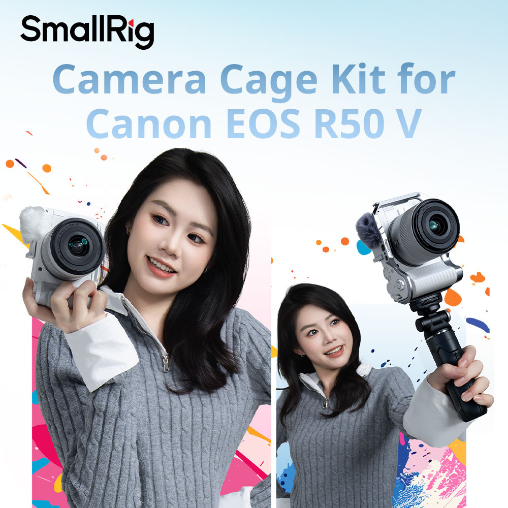 SmallRig Cage for Canon EOS R50 V (Black) #5427,(Silver) #5428, L-Shaped Mount Plate with Handle ...