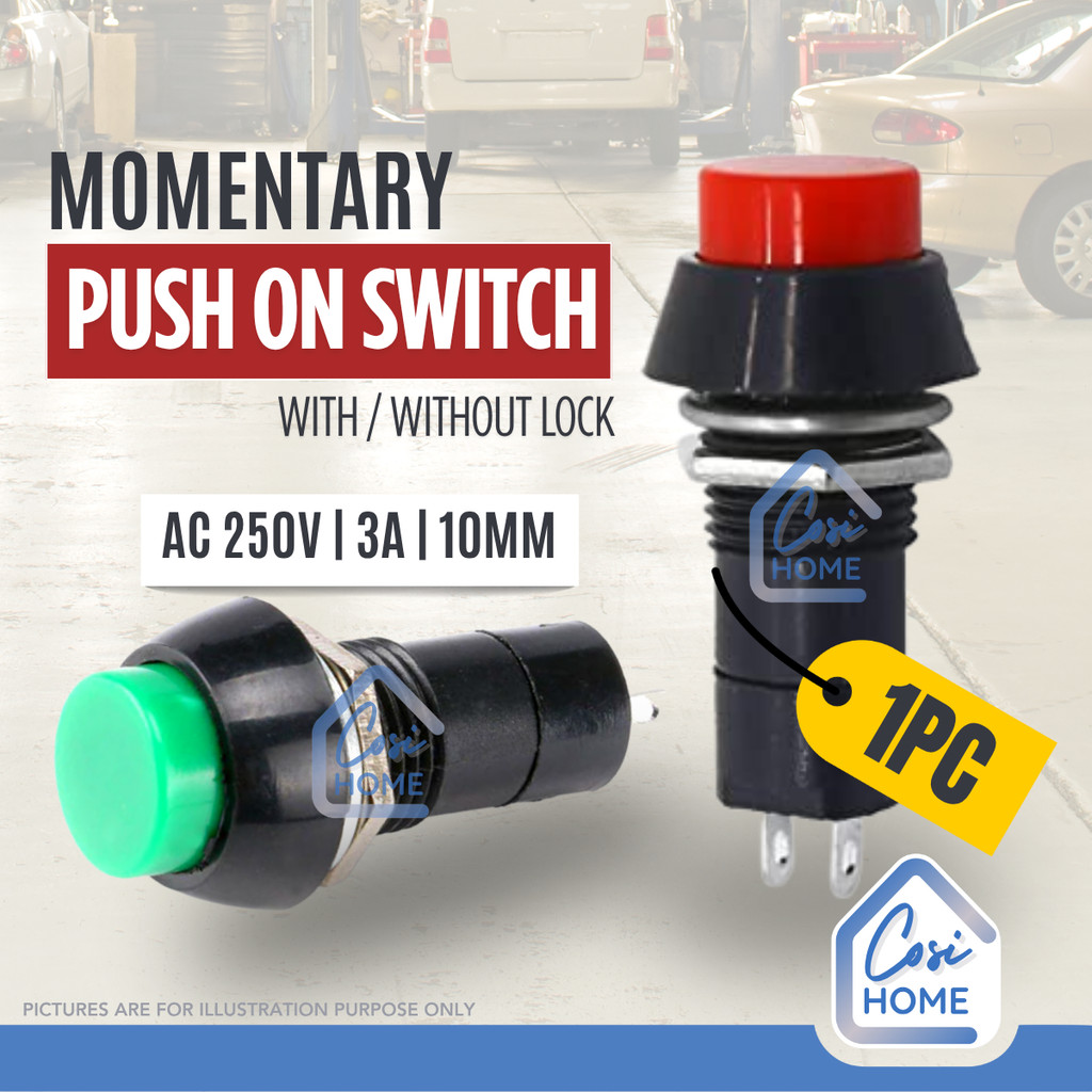 Push Button Switch 10mm ON OFF (With / Without Lock) | Momentary Switch ...