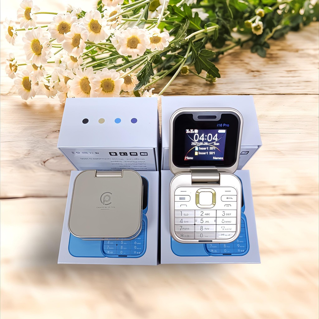(BELI 1 FREE 1) CPON i16 Pro mini Flip Phone 2 Sim Camera Touch Light ...