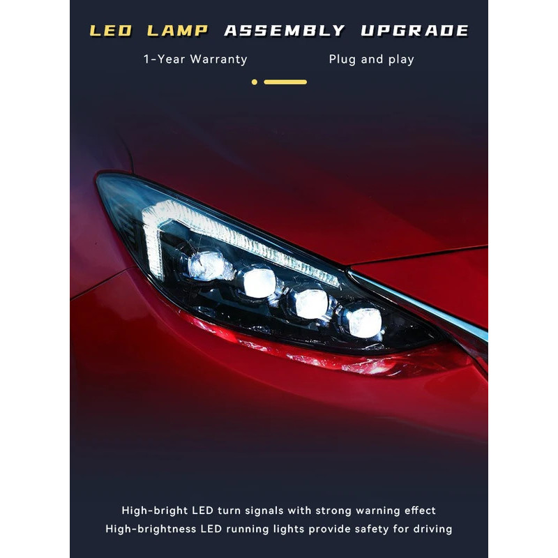 Headlights For Mazda 3 Axela 2014-2016 Mazda3 DRL Day Running Light Head Lamp LED Bi Xenon Bulb ...