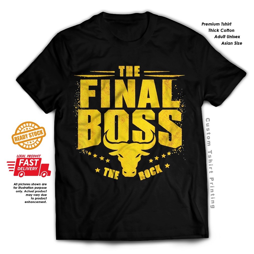 S-5XL The Final Boss THE ROCK BULL HEAD wrestling wwe cotton tshirt cod ...